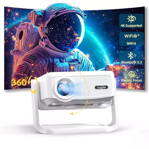 Beamer 4K Full HD Mini Beamer mit WiFi 6, Bluetooth und elektrischem ...